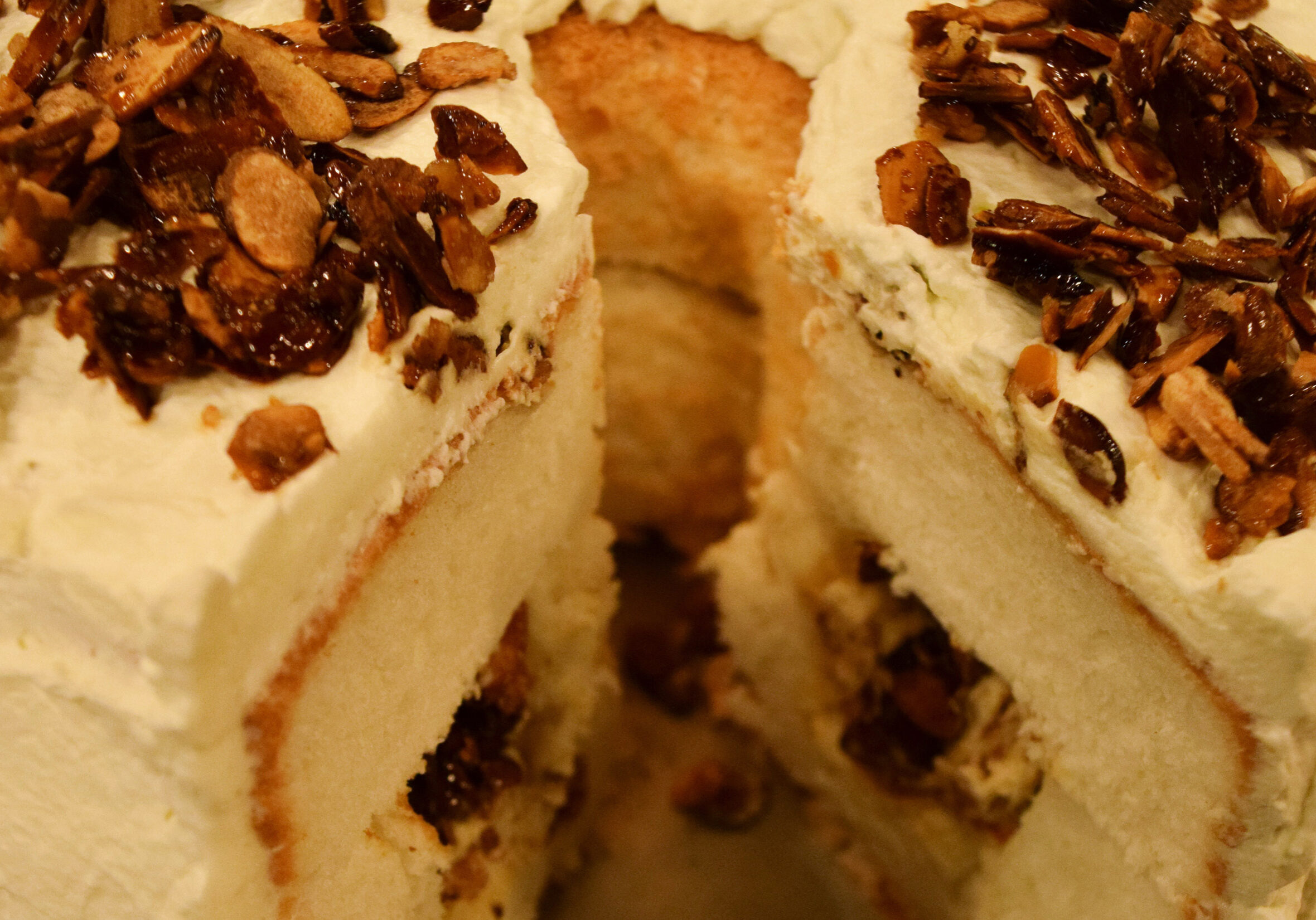Candied Almond and Butterscotch Angel Food Cake - VeryVera